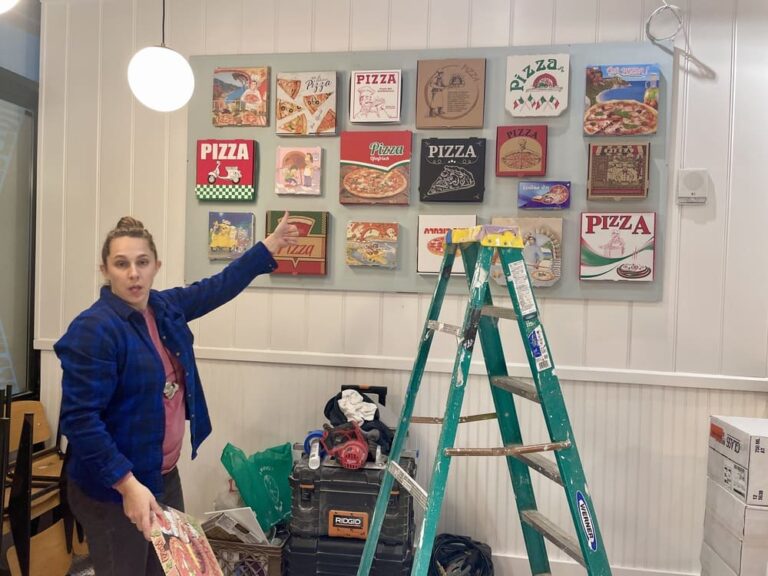 Pizza Box Display At Stretch Pizza Scotts Pizza Tours